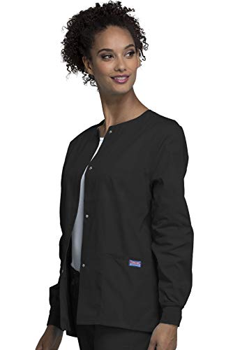 Snap Front Workwear Originals Scrub Jackets for Women Plus Size 4350, 3XL, Black