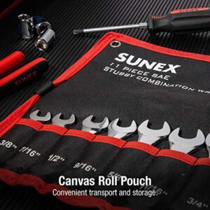 Sunex Tools 9930 SAE Stubby Combination Wrench Set, 3/8-Inch - 15/15-Inch, 11-Piece