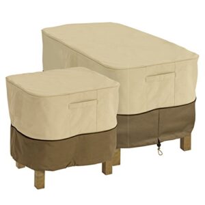 Classic Accessories Veranda Water-Resistant 21 Inch Square Patio Ottoman/Side Table Cover, Outdoor Table Cover