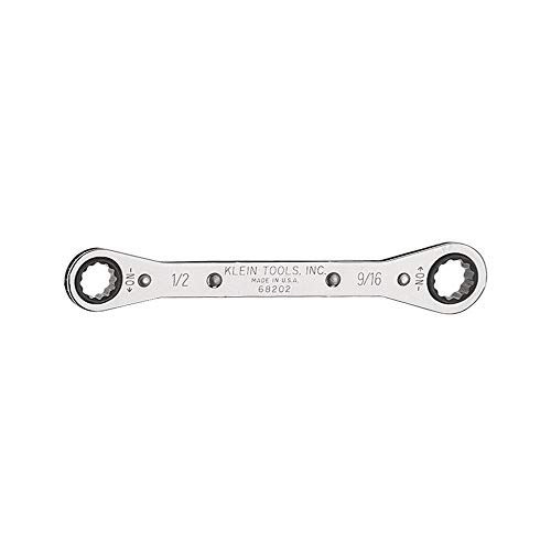 Klein Tools 68202 Ratcheting Box Wrench 1/2-Inch x 9/16-Inch with Reverse Ratcheting and Chrome Plated Finish