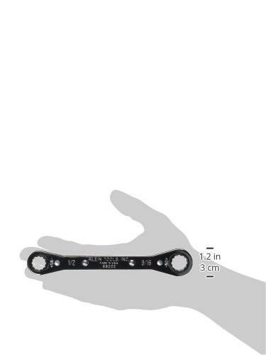 Klein Tools 68202 Ratcheting Box Wrench 1/2-Inch x 9/16-Inch with Reverse Ratcheting and Chrome Plated Finish