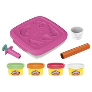 play-doh create ‘n go cupcakes playset, set with storage container, arts and crafts activities, kids toys for 3 year olds and up