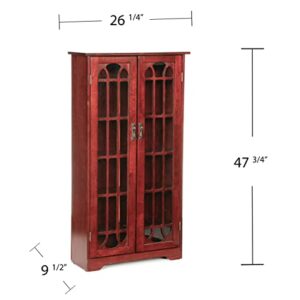 SEI Furniture Window Pane Storage Adjustable Shelves Display Cabinet, 47.75" H x 26.25" W x 9.5" D, Cherry