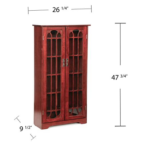 SEI Furniture Window Pane Storage Adjustable Shelves Display Cabinet, 47.75" H x 26.25" W x 9.5" D, Cherry