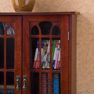 SEI Furniture Window Pane Storage Adjustable Shelves Display Cabinet, 47.75" H x 26.25" W x 9.5" D, Cherry