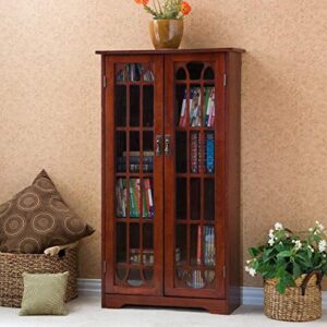 SEI Furniture Window Pane Storage Adjustable Shelves Display Cabinet, 47.75" H x 26.25" W x 9.5" D, Cherry