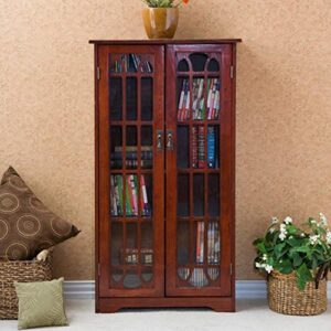 SEI Furniture Window Pane Storage Adjustable Shelves Display Cabinet, 47.75" H x 26.25" W x 9.5" D, Cherry