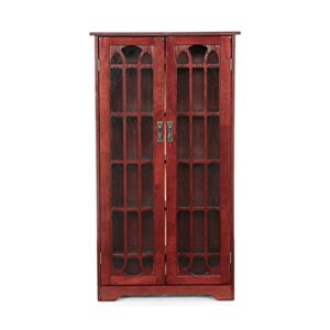 SEI Furniture Window Pane Storage Adjustable Shelves Display Cabinet, 47.75" H x 26.25" W x 9.5" D, Cherry