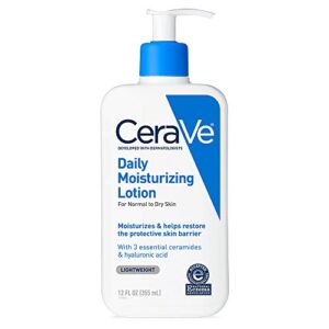 cerave daily moisturizing lotion for dry skin | body lotion & facial moisturizer with hyaluronic acid and ceramides | 12 fl ounce