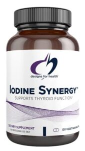 designs for health iodine with selenium - iodine synergy, 10mg potassium iodide + 40mcg selenium (selenomethionine) supplement for thyroid support - non-gmo + gluten-free (120 capsules)