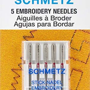 Euro-Notions Embroidery Machine Needles, Size 11/75, 5/pkg,Silver