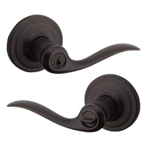 kwikset tustin entry lever featuring smartkey in , venetian bronze/standard packaging