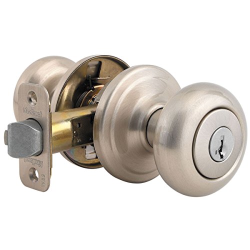 Kwikset Juno Keyed Entry Door Knob with Microban Antimicrobial Protection featuring SmartKey Security in Satin Nickel