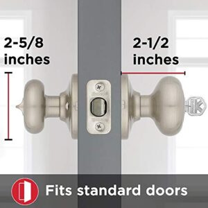 Kwikset Juno Keyed Entry Door Knob with Microban Antimicrobial Protection featuring SmartKey Security in Satin Nickel