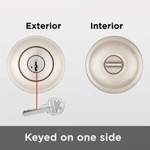 Kwikset Juno Keyed Entry Door Knob with Microban Antimicrobial Protection featuring SmartKey Security in Satin Nickel