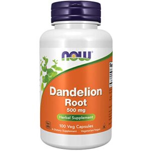 now supplements, dandelion root (taraxacum officinale) 500 mg, herbal supplement, for dietary, 100 veg capsules