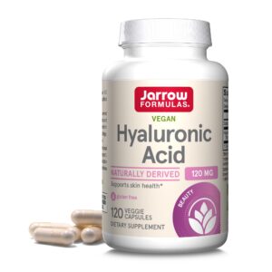 jarrow formulas hyaluronic acid 120 mg - 120 veggie caps - 60 servings - bioavailable & naturally derived - supports skin health -hyaluronic acid - dietary supplement - vegan - non-gmo