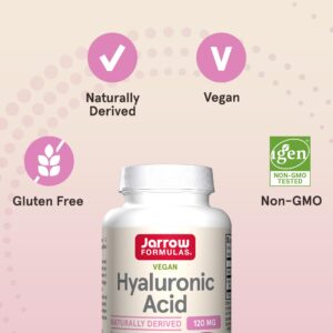 Jarrow Formulas Hyaluronic Acid 120 mg - 120 Veggie Caps - 60 Servings - Bioavailable & Naturally Derived - Supports Skin Health -Hyaluronic Acid - Dietary Supplement - Vegan - Non-GMO