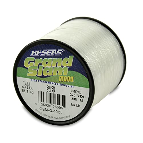 Hi-Seas, Grand Slam Mono Fishing Line, Clear, 40 lb (18.1 kg) test, 1/4 lb (113.4 g), 370 yds (338 m)