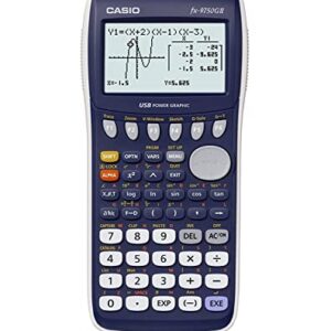 Casio fx-9750GII Graphing Calculator with icon based menu. Color white.