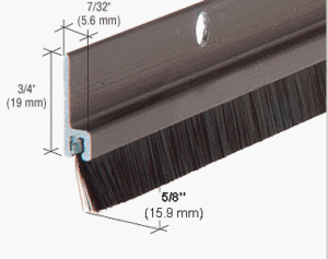 dark bronze anodized and nylon door 5/8" bristle weatherstrip - 72 in long