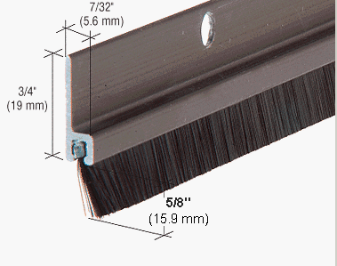 Dark Bronze Anodized and Nylon Door 5/8" Bristle Weatherstrip - 72 in long