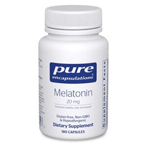 pure encapsulations melatonin 20 mg | supplement to support natural sleep cycles, cells, and tissues* | 180 capsules