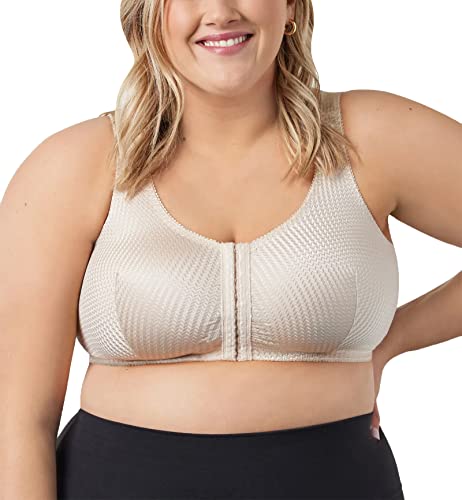 Leading Lady Marlene Front-Closure Wireless Leisure Bra - Comfortable Plus Size Bras For Women (Beige)