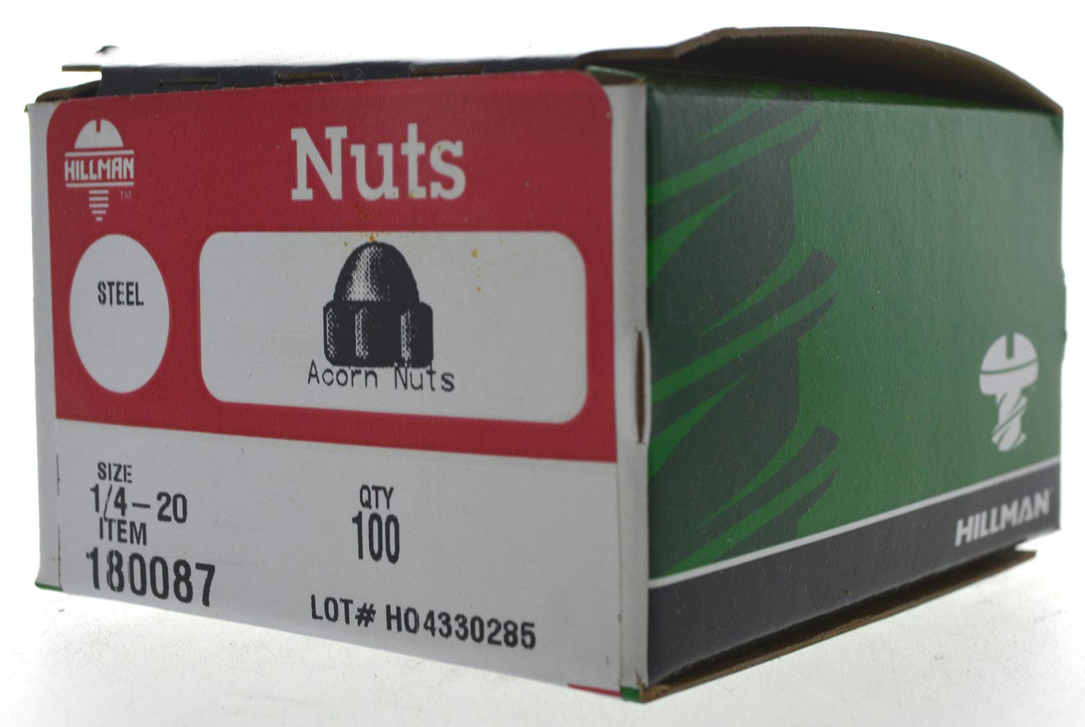 Hillman 180087 Nickel Acorn Nuts, 1/4"x 20", 100 Piece