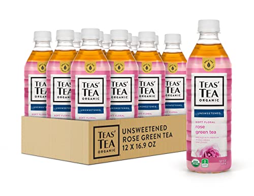 Teas' Tea Unsweetened Rose Green Tea 16.9 Ounce (Pack of 12) Organic, Sugar Free, 0 Calories