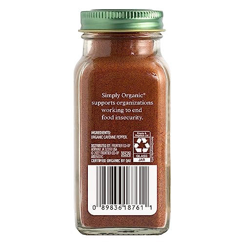 Simply Organic Cayenne Pepper, 2.89 Ounce, Pure, Organic Cayenne Peppers, No GMO's, Kosher Certified