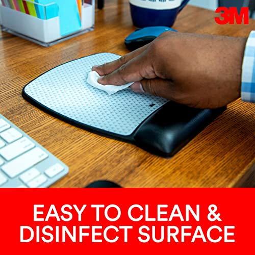 3M Precise Mouse Pad With Gel Wrist Rest, Soothing Gel Comfort With Durable, Easy To Clean Leatherette Cover, Optical Mouse Performance, 8.6" X 6.8", Black (MW309LE)