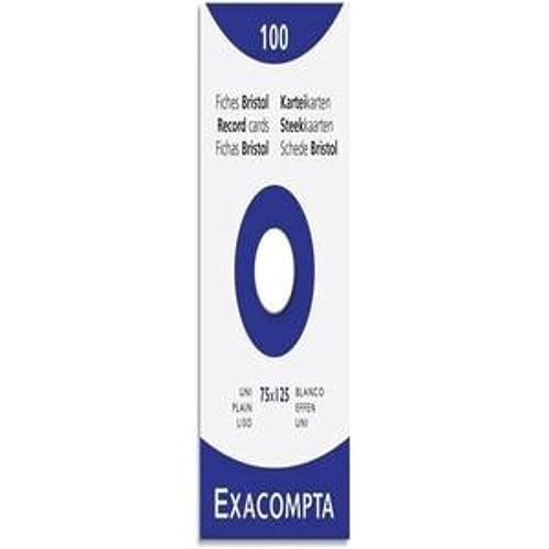 Exacompta - Ref 13301E - Bristol Plain Board for Printing (Pack of 100) - 75 x 125mm in Size, 205gsm Card, Compatible with Printers - Suitable for Exam Revision & Notes - White