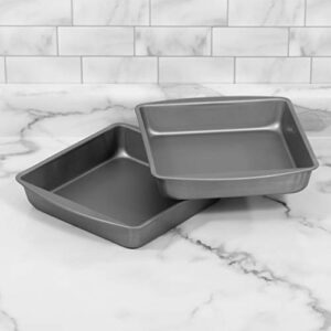 G & S Metal Products Company OvenStuff Nonstick Square Cake Baking Pan 9'', Set of 2, Gray