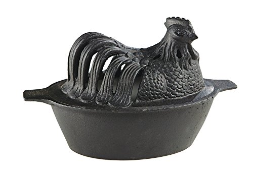 US Stove Kettle Chicken Steamer, For Use with Hot Stove, Cast Iron, Black