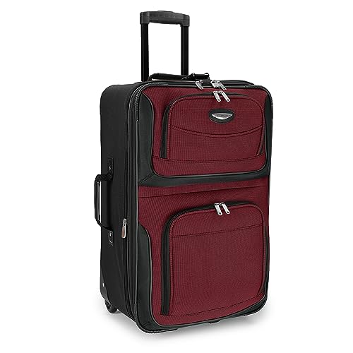 Travel Select Amsterdam Expandable Rolling Upright Luggage, Burgundy, Checked-Medium 25-Inch