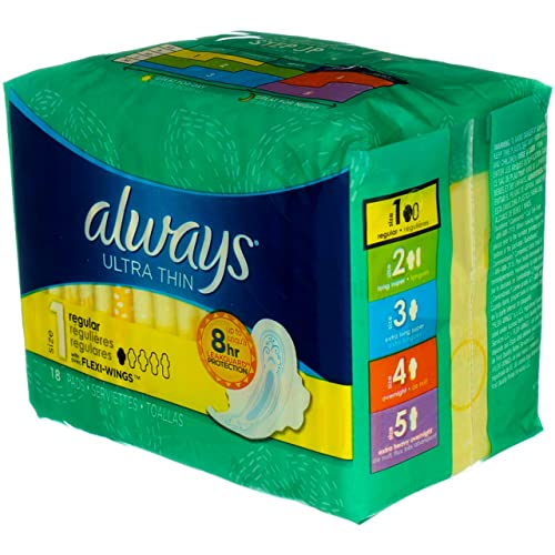 Always Ultra Thin Pads Regular Flexi-Wings 18 ea