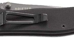 CRKT Drifter EDC Folding Pocket Knife: Everyday Carry, Gray Ti Nitride Blade, Thumb Stud Opening, Black G10 Handle, Pocket Clip 6450K