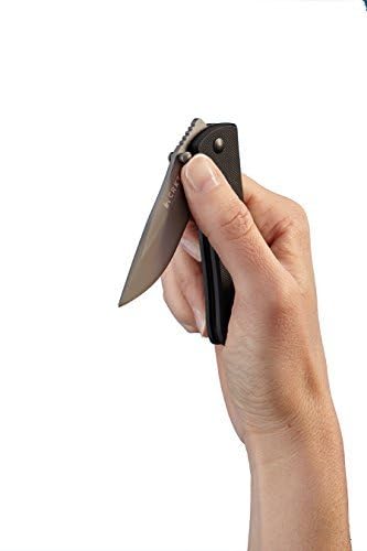 CRKT Drifter EDC Folding Pocket Knife: Everyday Carry, Gray Ti Nitride Blade, Thumb Stud Opening, Black G10 Handle, Pocket Clip 6450K