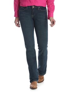 wrangler women's q-baby mid rise boot cut ultimate riding jean, tuff buck, 5x34