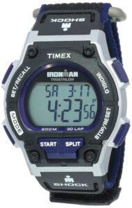 timex men's t5k198 ironman endure 30 shock full-size black/silver-tone/blue fast wrap watch