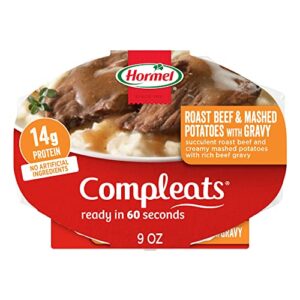 hormel compleats roast beef & mashed potatoes with gravy microwave tray, 9 ounce (pack of 6)