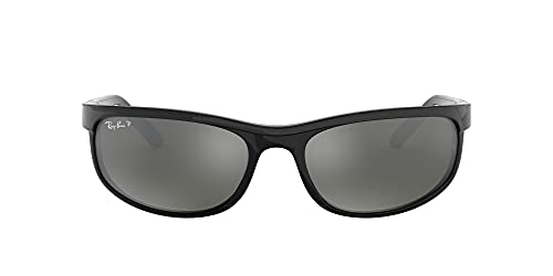 Ray-Ban Men's RB2027 Predator 2 Rectangular Sunglasses, Black/Polarized Dark Grey, 62 mm