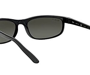 Ray-Ban Men's RB2027 Predator 2 Rectangular Sunglasses, Black/Polarized Dark Grey, 62 mm