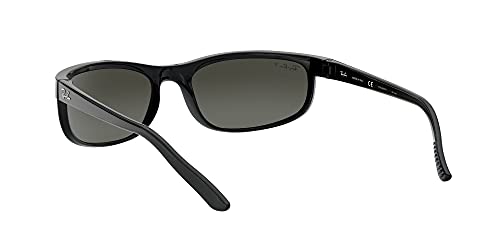 Ray-Ban Men's RB2027 Predator 2 Rectangular Sunglasses, Black/Polarized Dark Grey, 62 mm