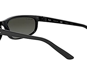 Ray-Ban Men's RB2027 Predator 2 Rectangular Sunglasses, Black/Polarized Dark Grey, 62 mm