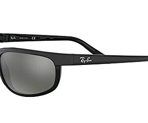 Ray-Ban Men's RB2027 Predator 2 Rectangular Sunglasses, Black/Polarized Dark Grey, 62 mm