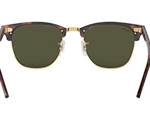 Ray-Ban RB3016 Clubmaster Square Sunglasses, Mock Tortoise On Gold/G-15 Green, 49 mm