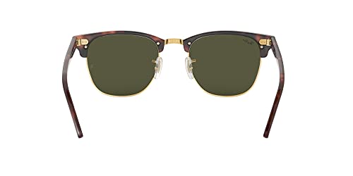 Ray-Ban RB3016 Clubmaster Square Sunglasses, Mock Tortoise On Gold/G-15 Green, 49 mm