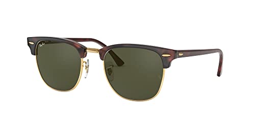 Ray-Ban RB3016 Clubmaster Square Sunglasses, Mock Tortoise On Gold/G-15 Green, 49 mm